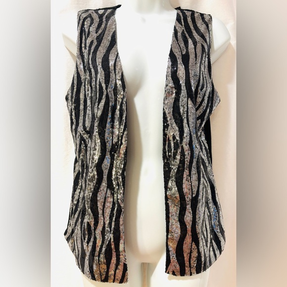 Strazzi | Tops | Strazzi Black And Silver Zebra Print Vest | Poshmark